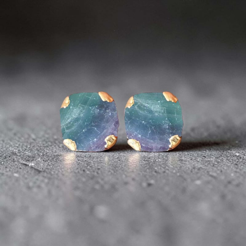 Fluorite Cushion Earrings - Etsy