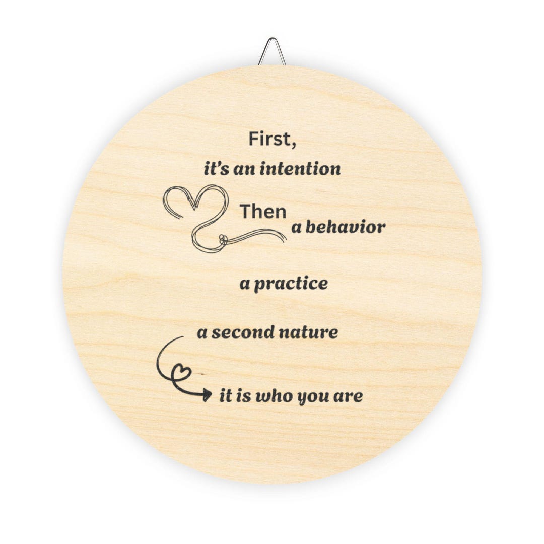 Intentions to Identity Wooden Sign | Inspirational Quote Wall Decor - Etsy