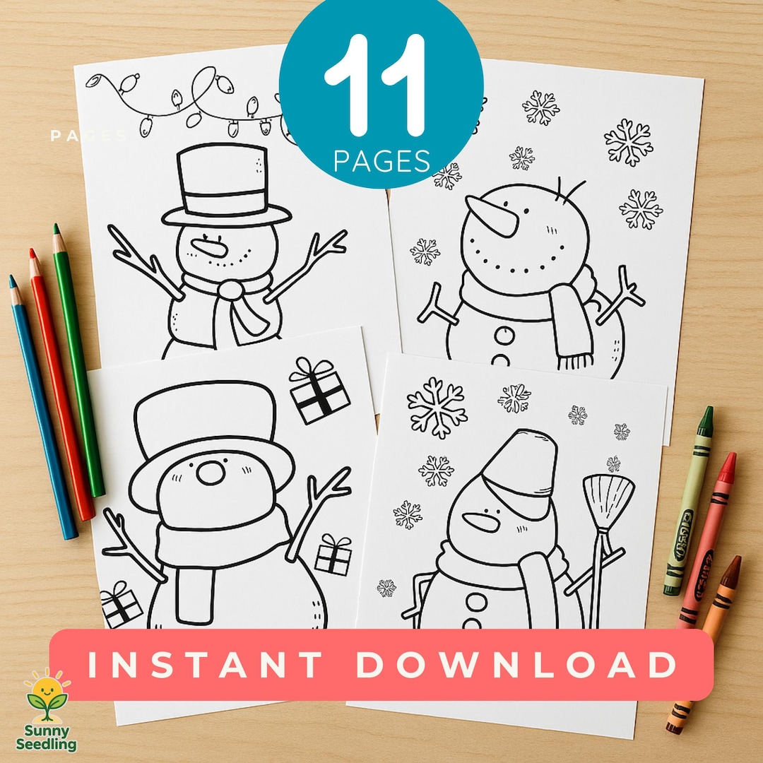 Winter Printable Coloring Pages, Fun Snowman Activity Sheets for Kids ...