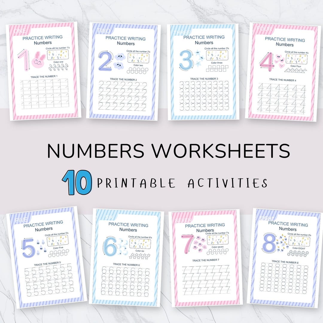 Numbers Worksheets for Preschool and Kindergarten | Counting, Tracing ...
