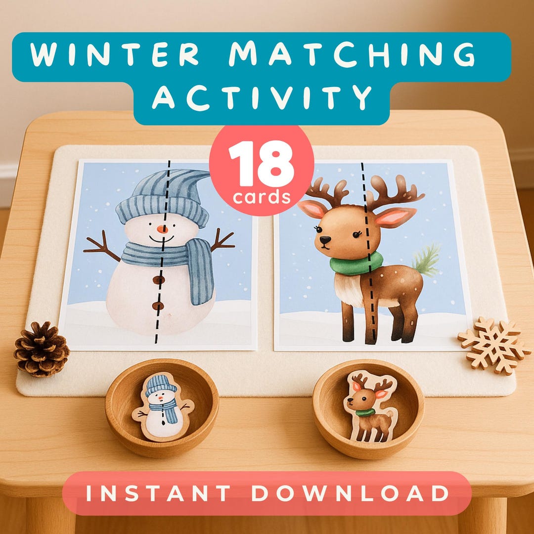 Winter Matching Game for Kids, Printable Memory Activity, Fun Holiday ...