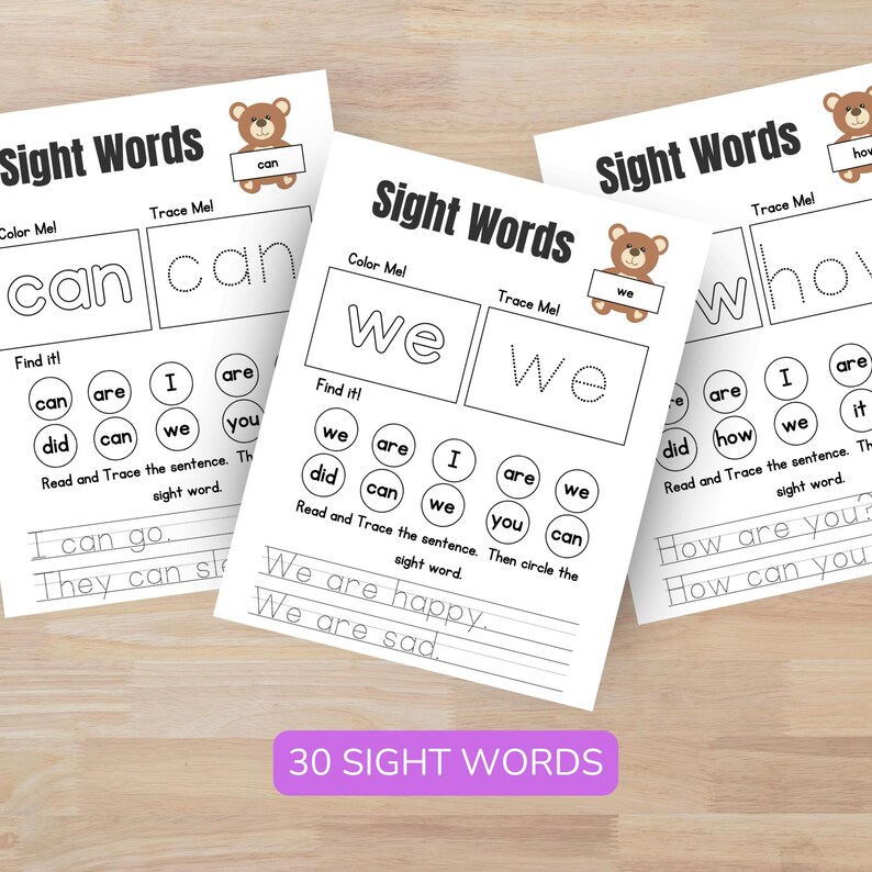 Sight Words Worksheets for Kids | Printable Flashcards, Kindergarten ...