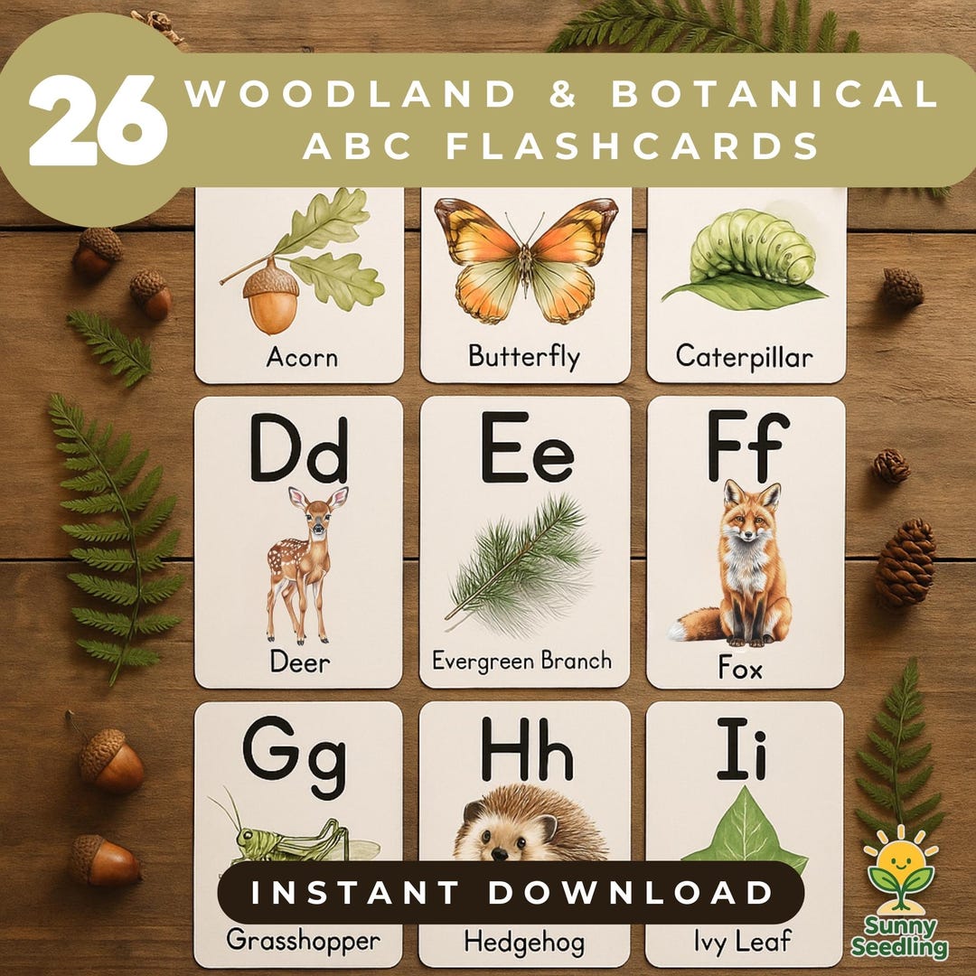 Nature ABC Cards Printable | Educational Flashcards for Toddlers ...