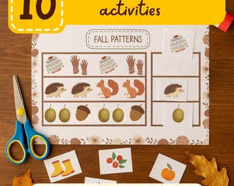 Fall Activities Montessori Patterns | Preschool Cut & Paste Game ...