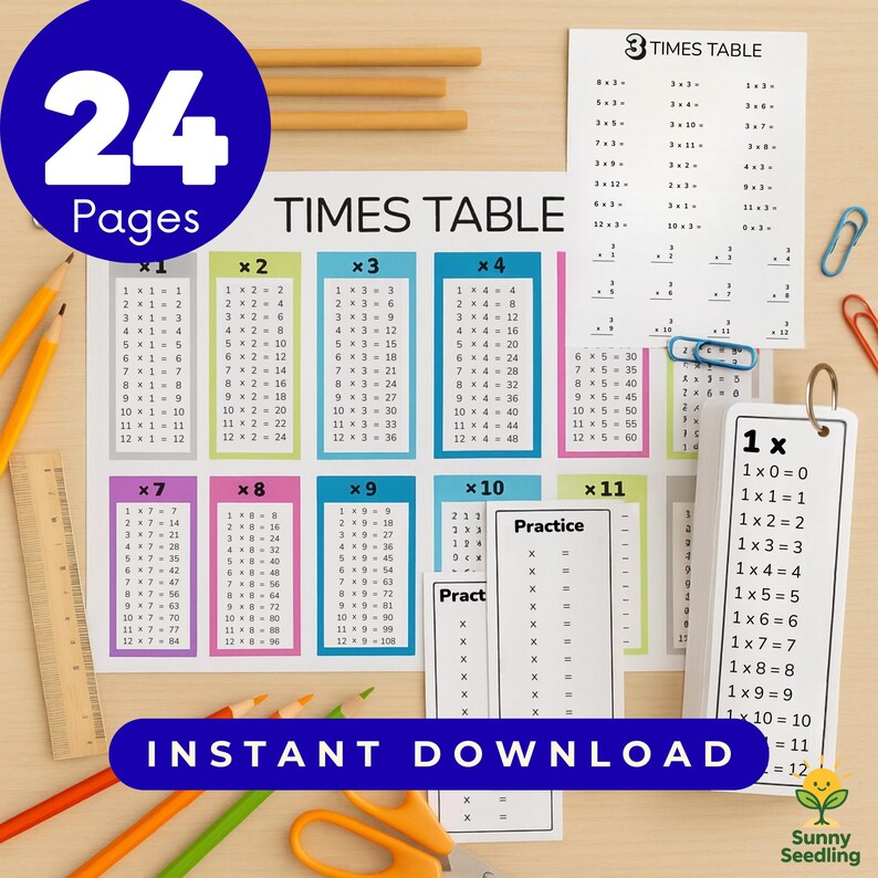 Times Table Worksheets, Math Drills, Homeschool Printable (PDF Download ...