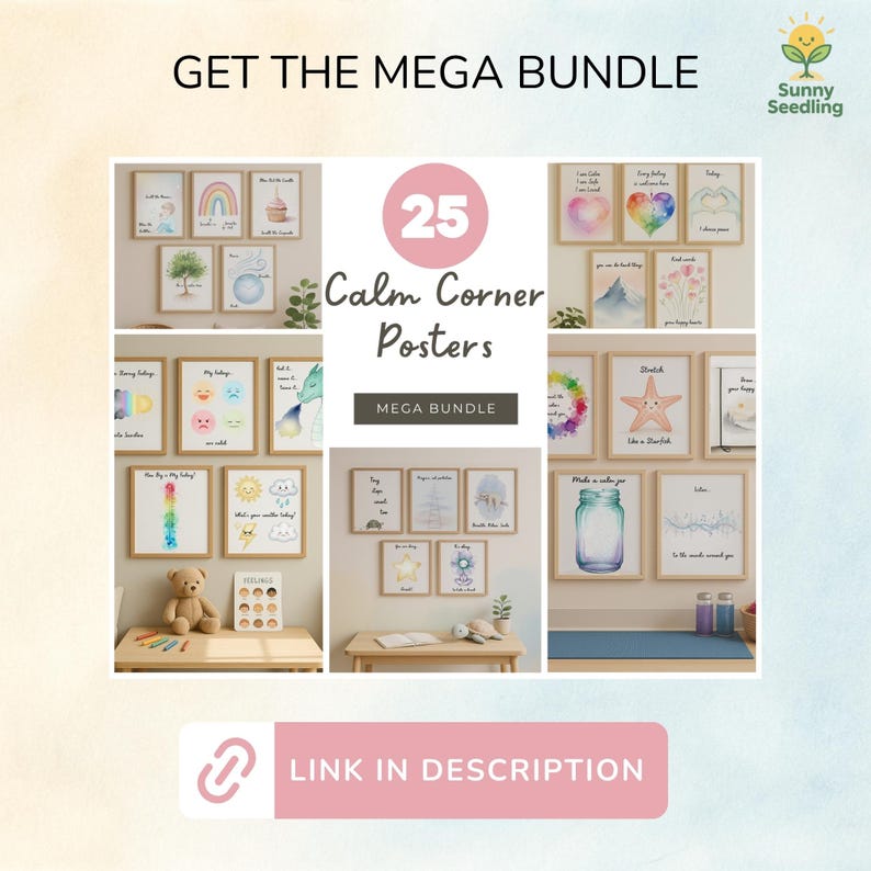 Calm Corner Posters Set – Watercolor Minimalist Prints | Emotional ...