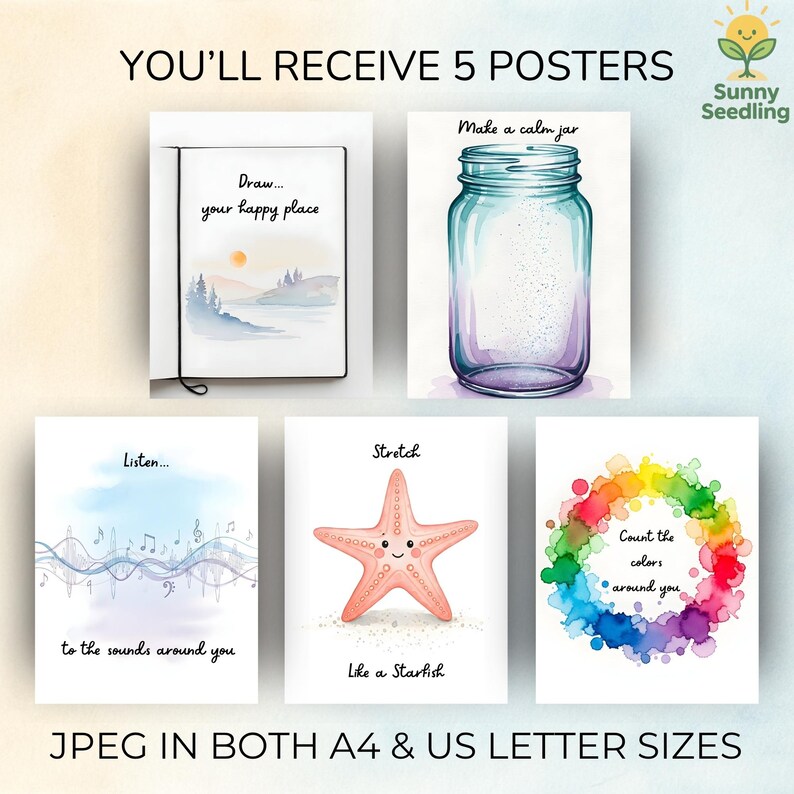 Calm Corner Posters Set – Watercolor Minimalist Prints | Emotional ...