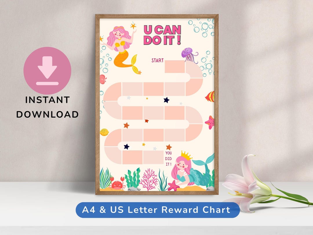 Reward Chart Mermaid Theme – Printable Digital Download PDF AND PNG ...