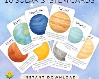 Solar System Printable Planet Flashcards: Space Cards PDF and JPG - Etsy
