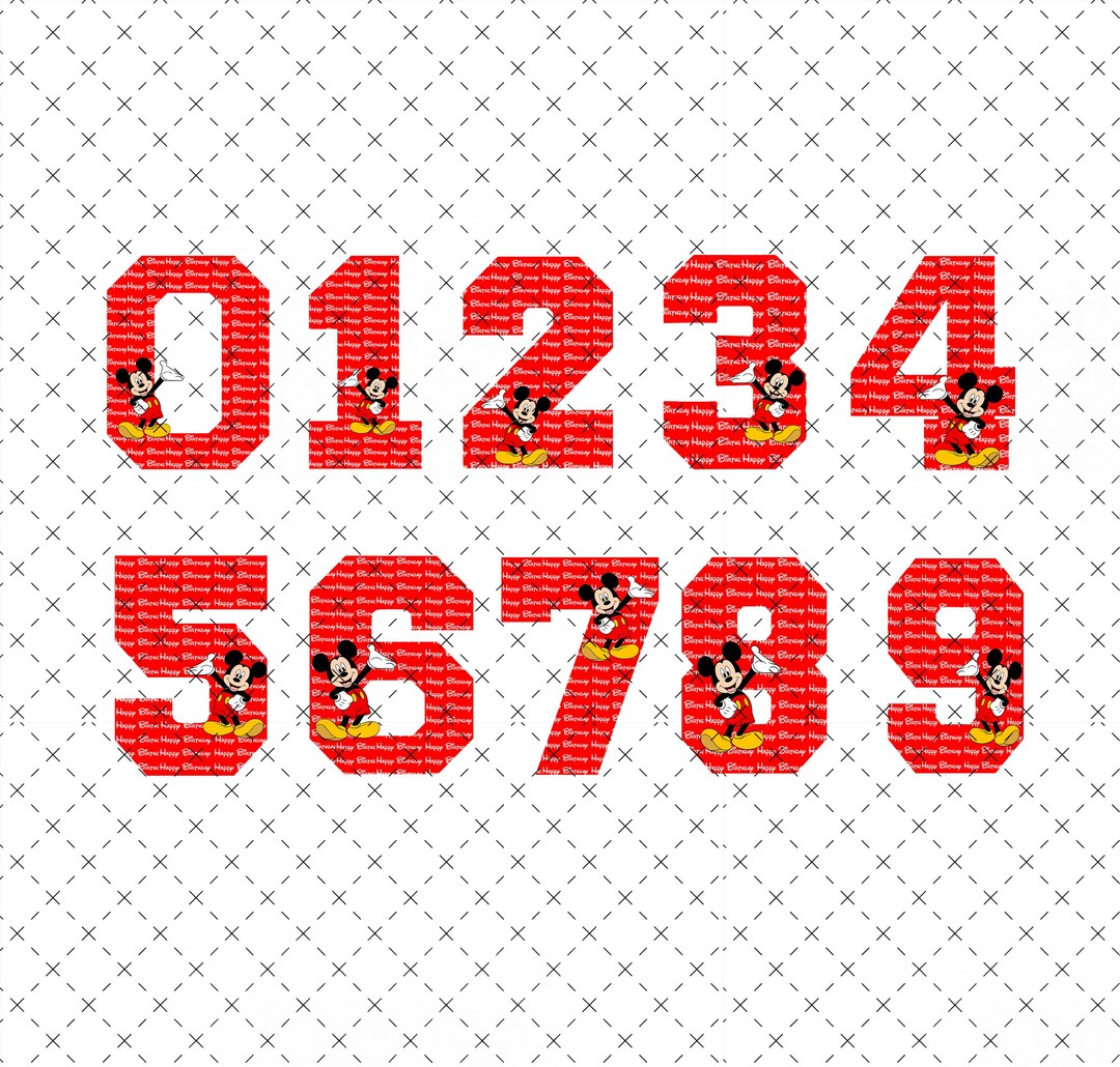 Mickey Mouse Birthday Numbers 0-9 PNG SVG Bundle, Resizable - Etsy