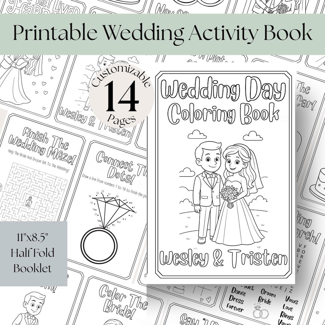 Kids' Wedding Activity Book: Editable Coloring Pages & Games (digital ...