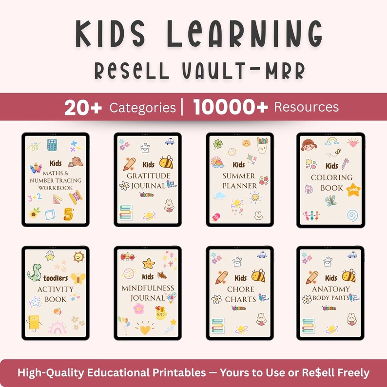 Kids Digital Products, Kids Activities Resell Vault, PLR MRR ...