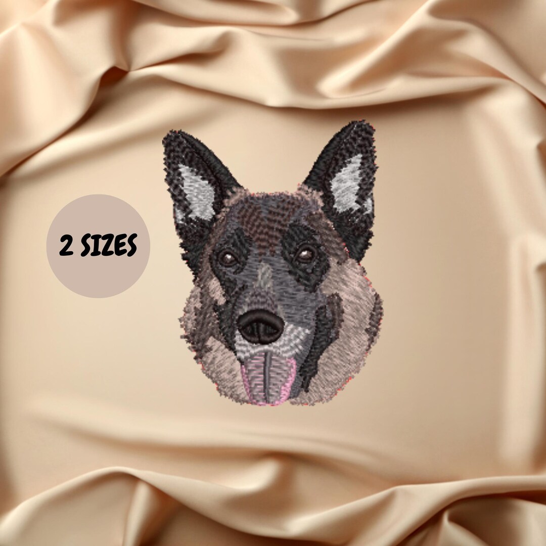 German Shepherd Embroidery Design: Realistic Dog Pet Portrait (instant ...