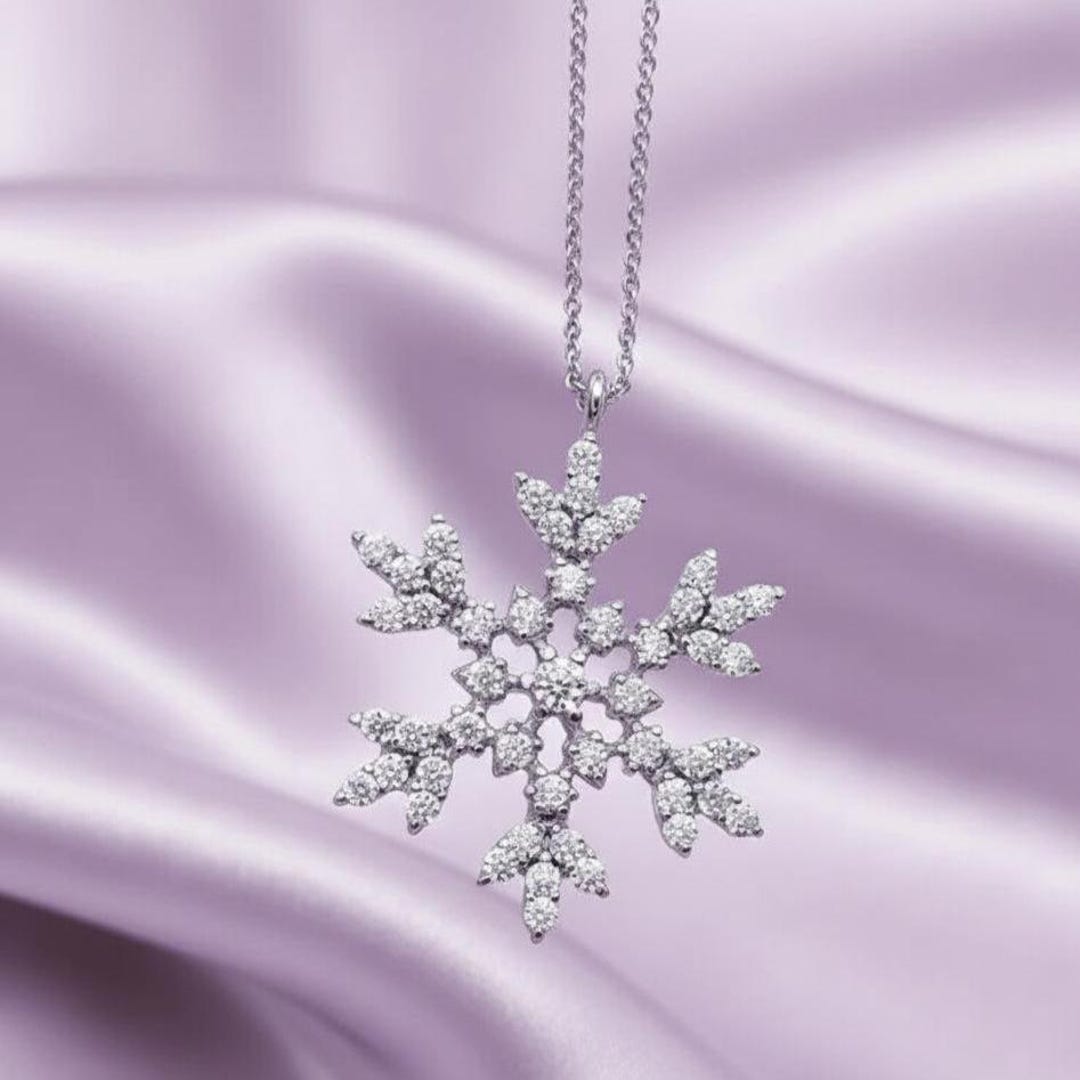 Dazzling Icy Crystal Snowflake Diamond Pendant for Women 14K Gold ...