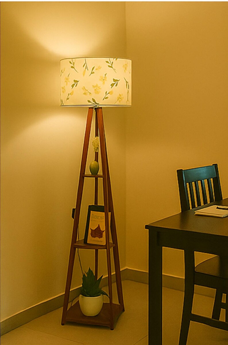 Modern Tripod Standing Lamp With Storage | Living Room, Bedroom, Office ...