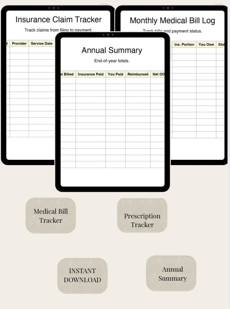 Medical Bill Tracker Printable & Excel | Healthcare Budget Spreadsheet ...