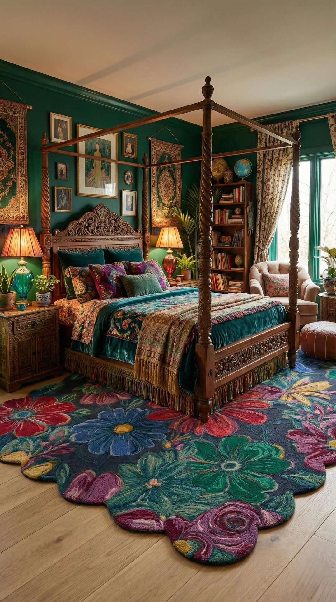 Midnight Garden" Hand-tufted Wool Rug Statement Carpet Vibrant Tropical ...