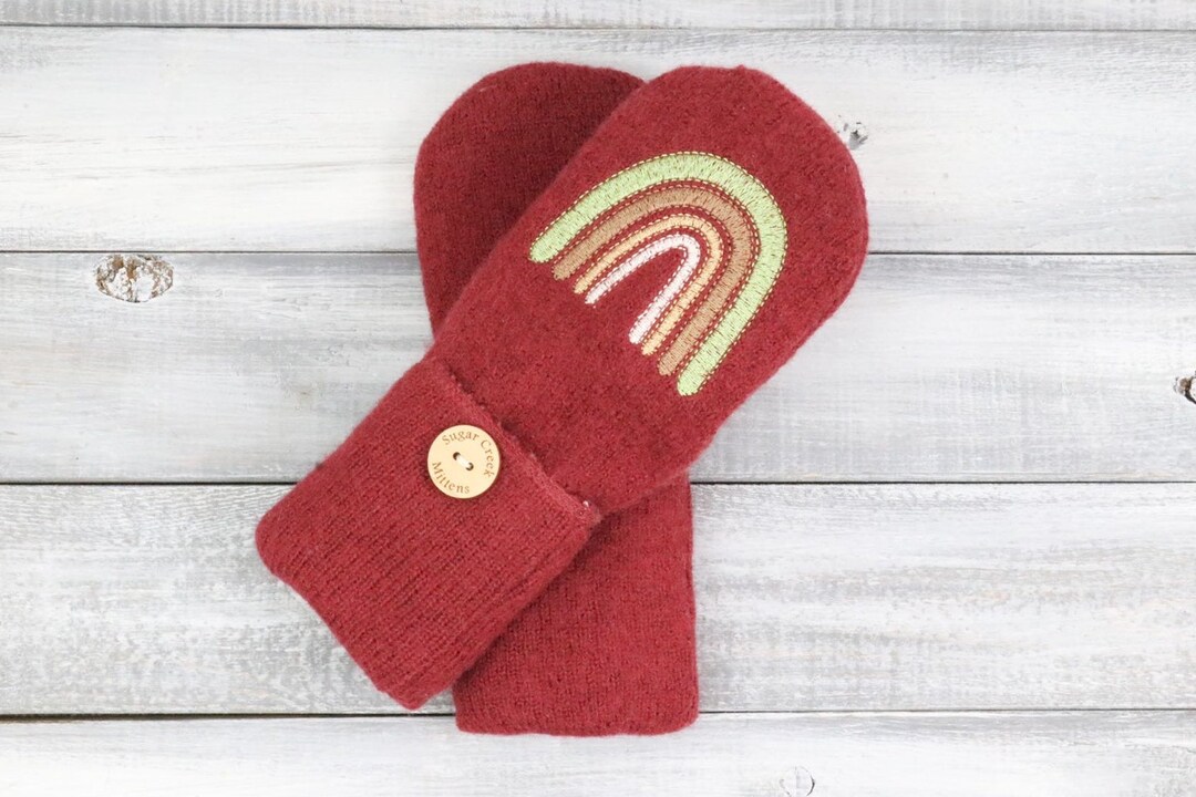 Wool Sweater Mittens Boho Collection, Womens Mittens, Fleece-lined ...