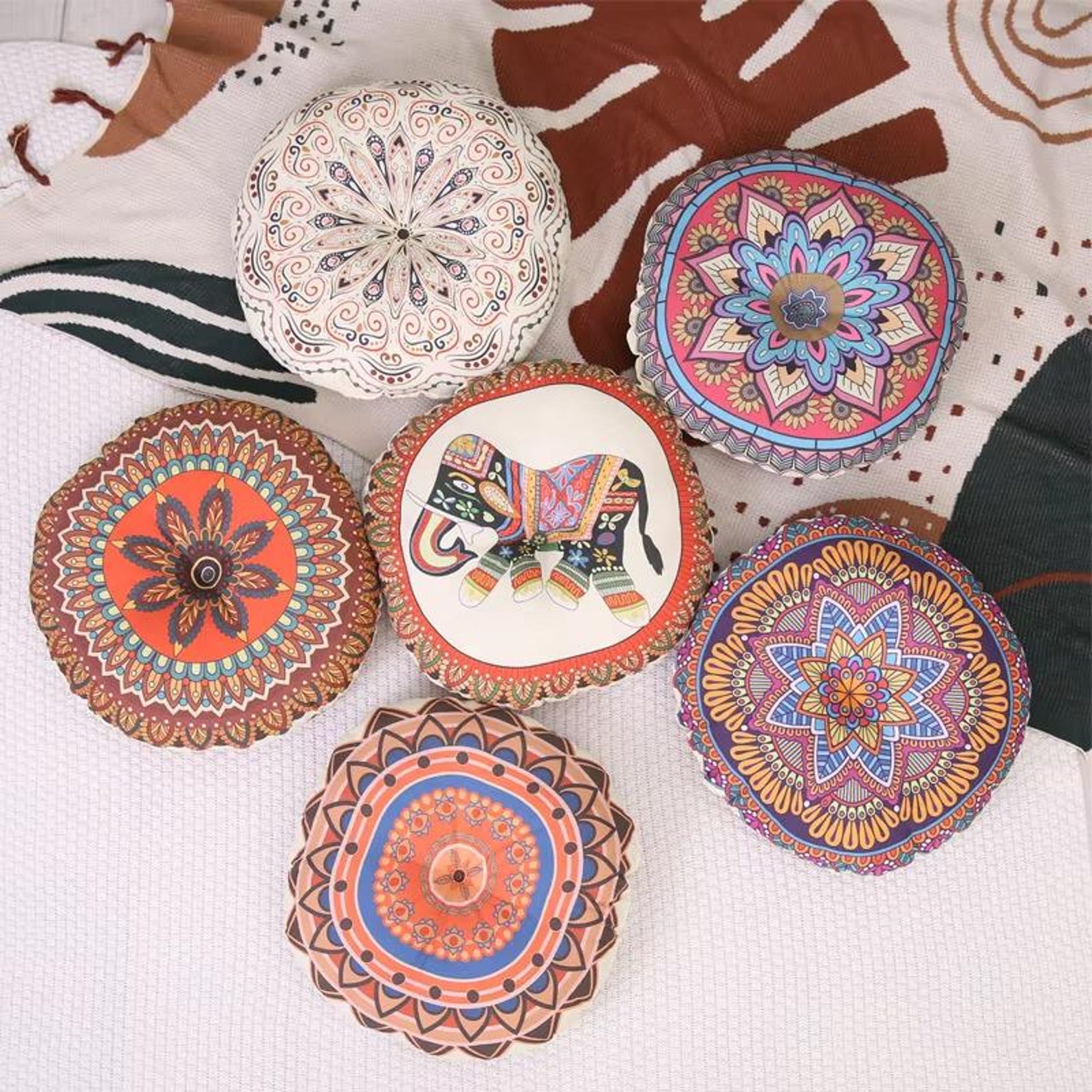 Vintage Round Futon Seat Cushion 40x40cm Retro Ethnic Tatami Mat ...