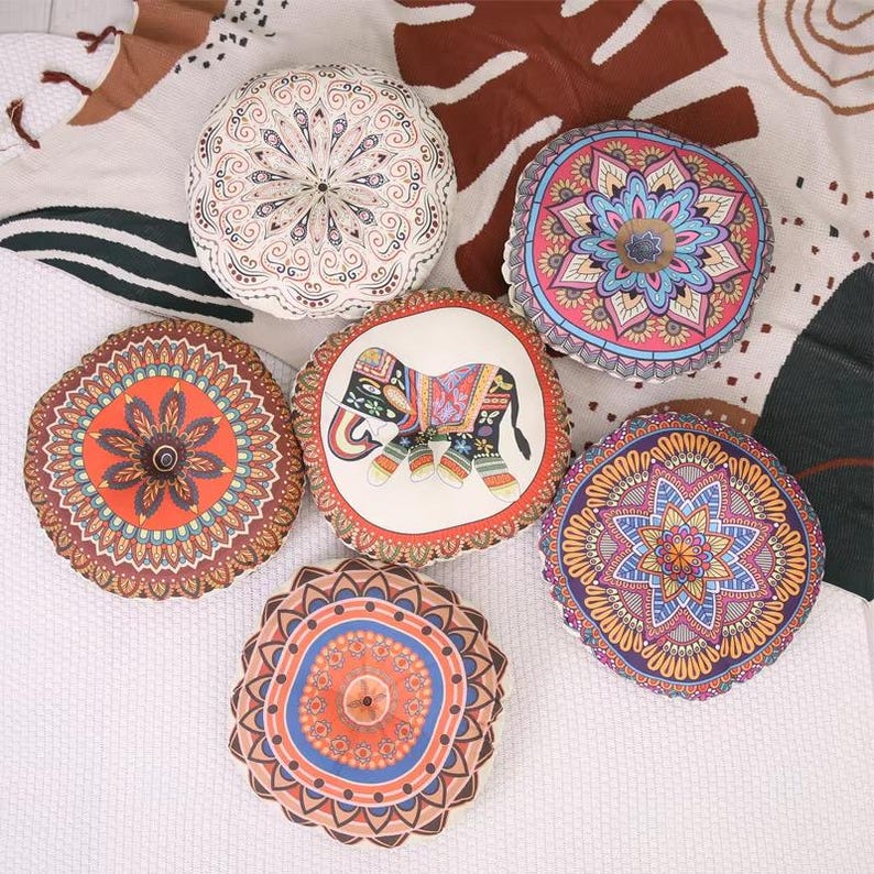 Vintage Round Futon Seat Cushion 40x40cm Retro Ethnic Tatami Mat ...