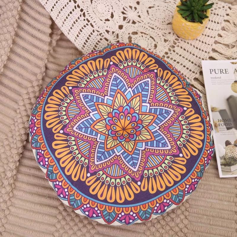 Vintage Round Futon Seat Cushion 40x40cm Retro Ethnic Tatami Mat ...