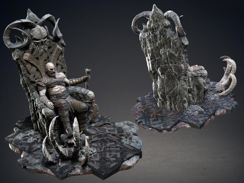 Viking Throne Guardian Statue STL: Norse Diorama 3D Print File - Etsy ...