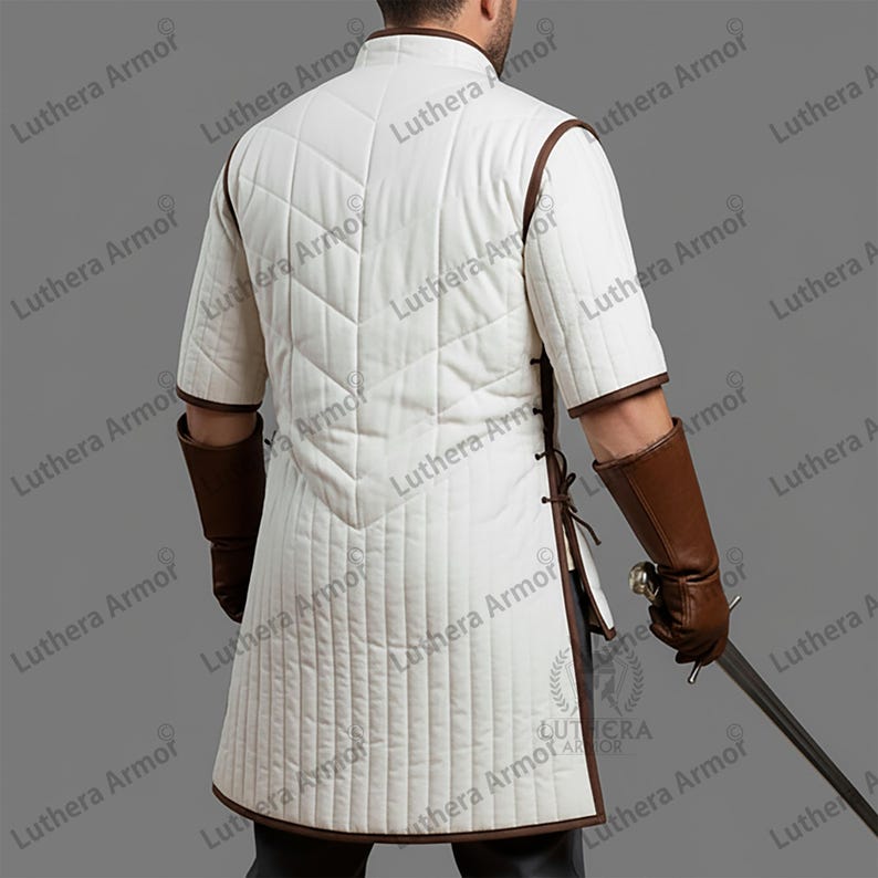 Medieval Padded Gambeson With Brown Trim for Reenactment & Larp Costume ...