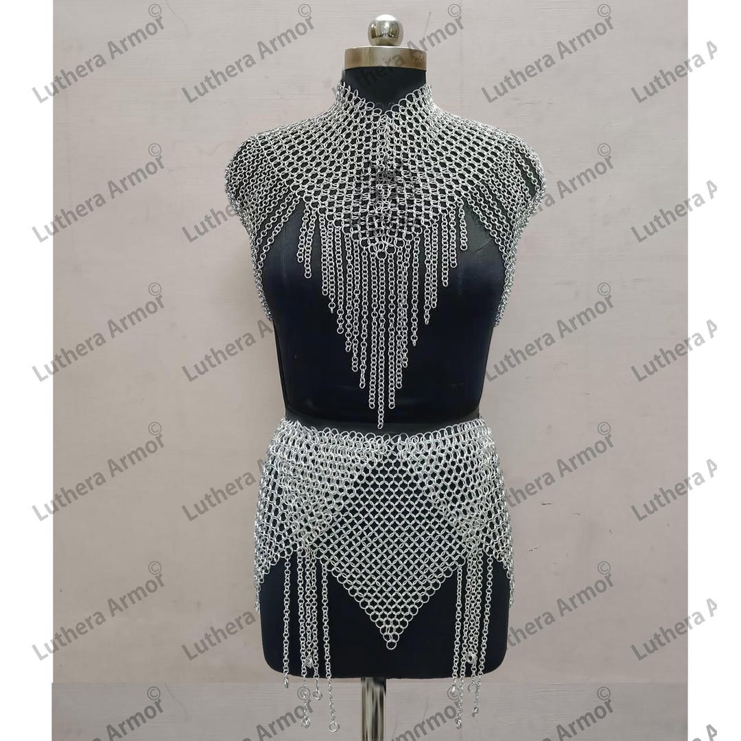 Handmade Aluminum Chainmail Top and Skirt Set: Renfaire Cosplay Fancy ...
