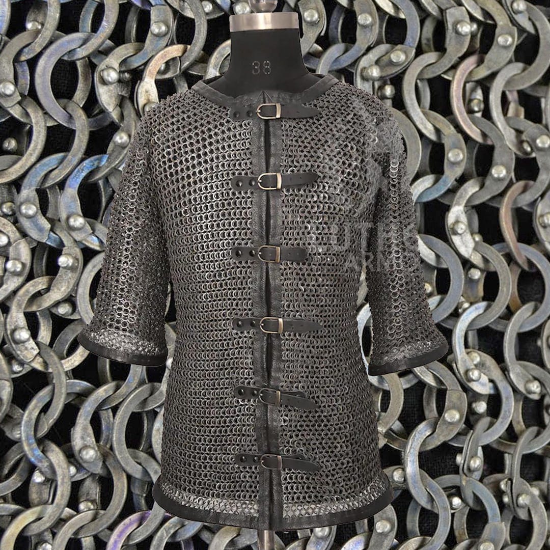 Titanium Chainmail Haubergeon: 9mm Flat Ring Riveted Rust Free Light ...