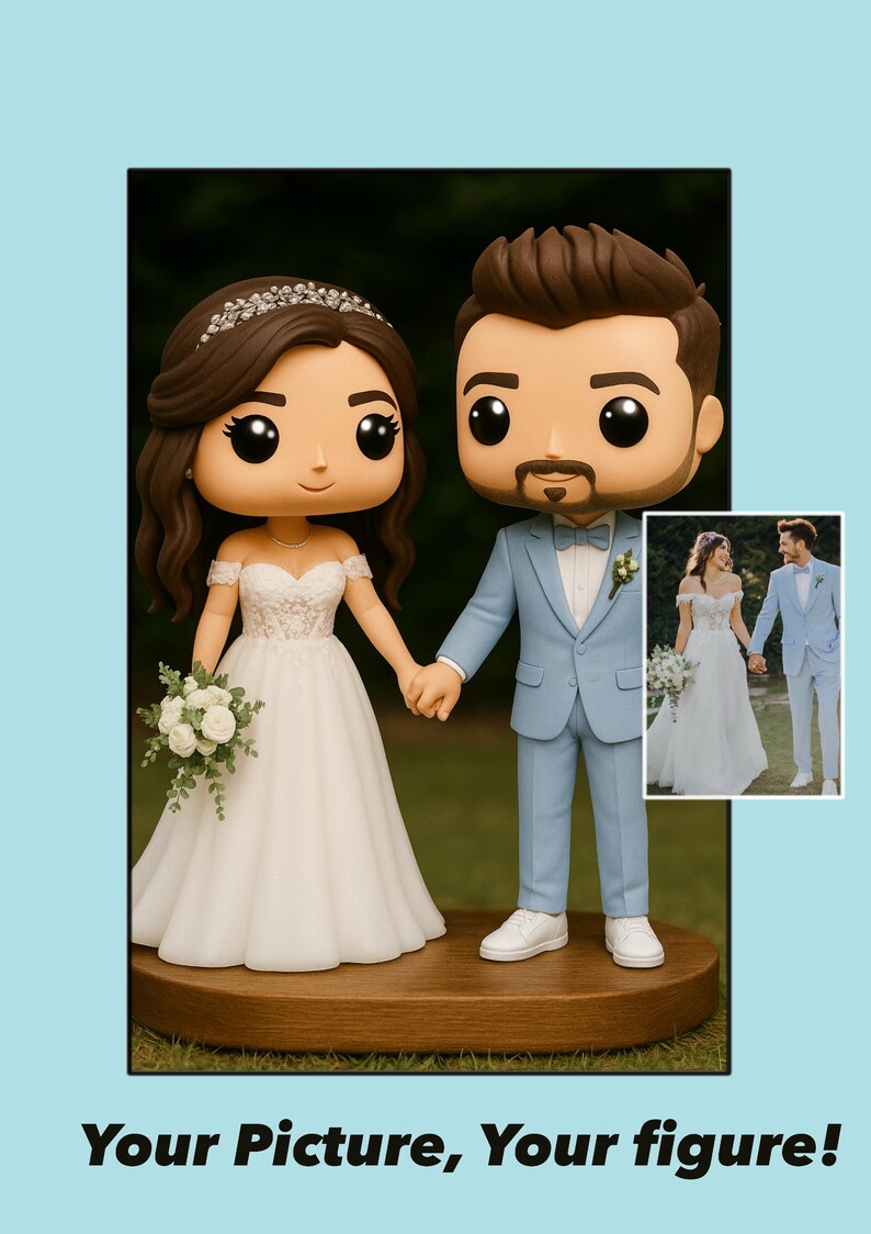 Funko Style Wedding Cake Topper – Custom Couple Figurine From Your ...