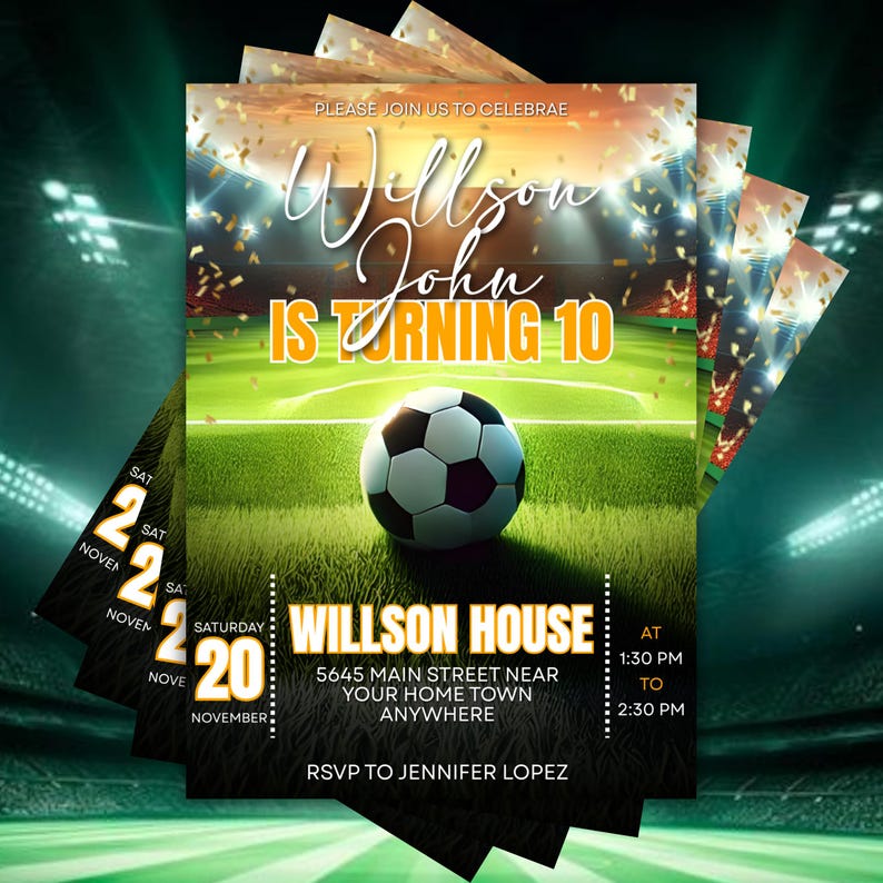 Editable Soccer Birthday Invitation Template, Soccer Invitation, Kids ...