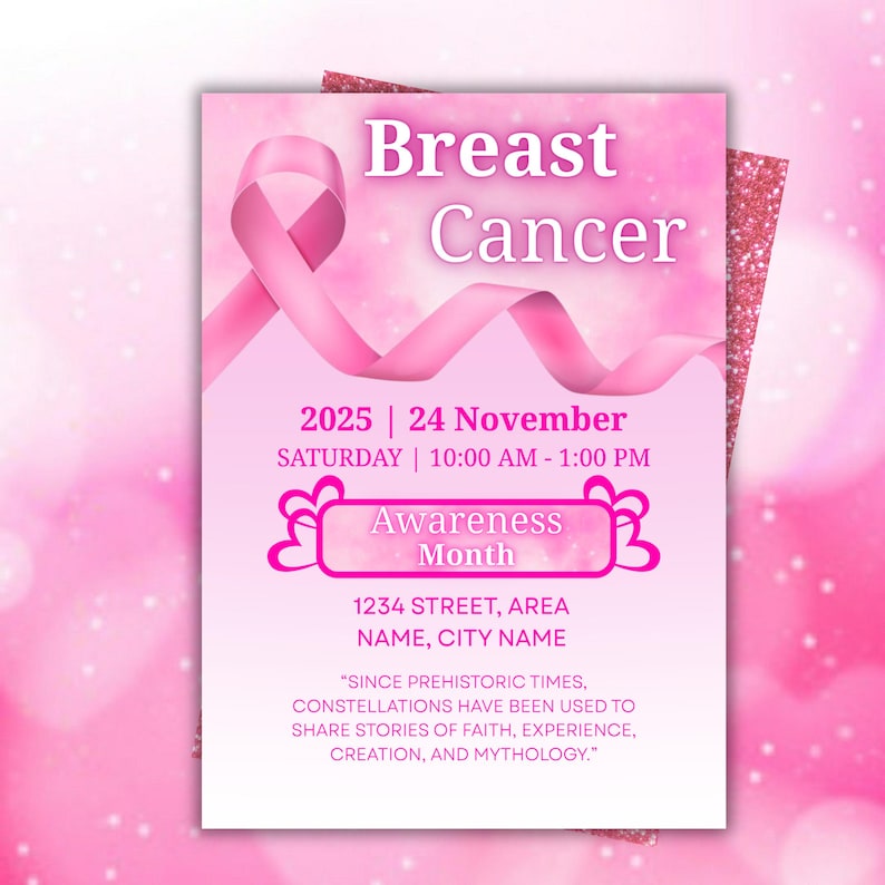 Editable Breast Cancer Awareness Invitation Template (digital Download ...
