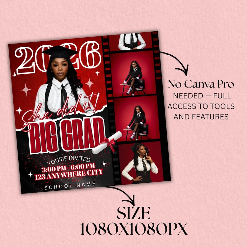 Graduation Party Flyer, Class of 2025 Invitation, Senior Grad ...