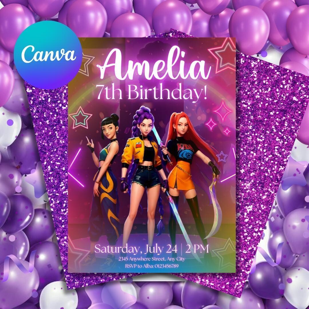 Kpop Demon Birthday Invitation, Kpop Party Invite, Birthday Invitation ...