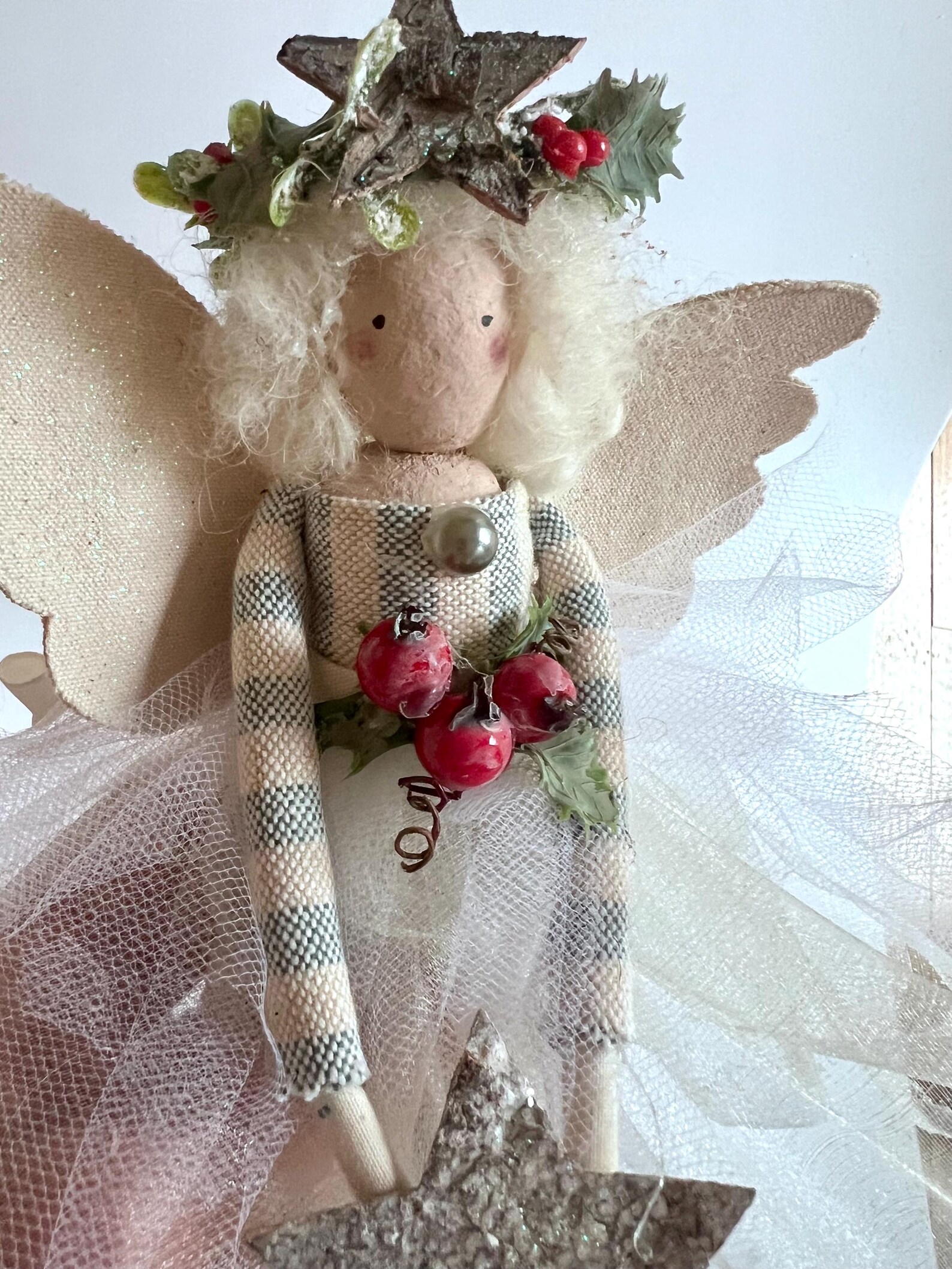 Christmas Tree Topper Angel - Decorated With Rustic Stars and Suzy ...