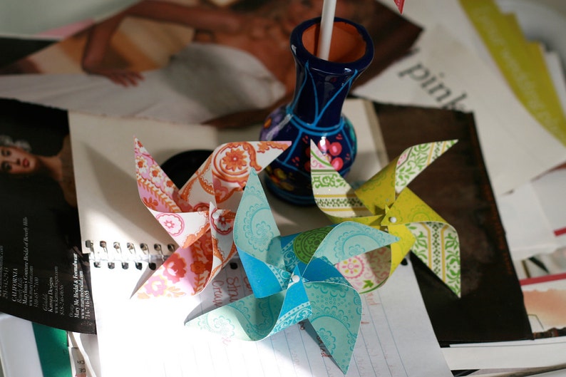Paper Pinwheels 12 Mini Spinnable Pinwheels custom Orders - Etsy