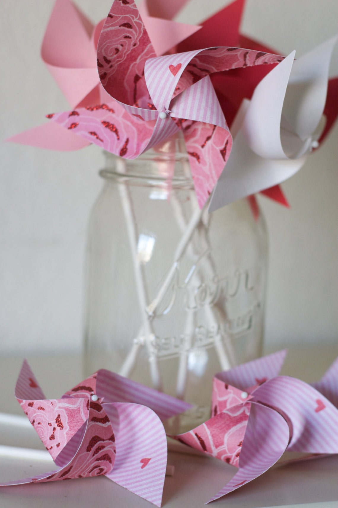 Valentine's Day Pinwheels Red and Pink Party Decorations - Etsy