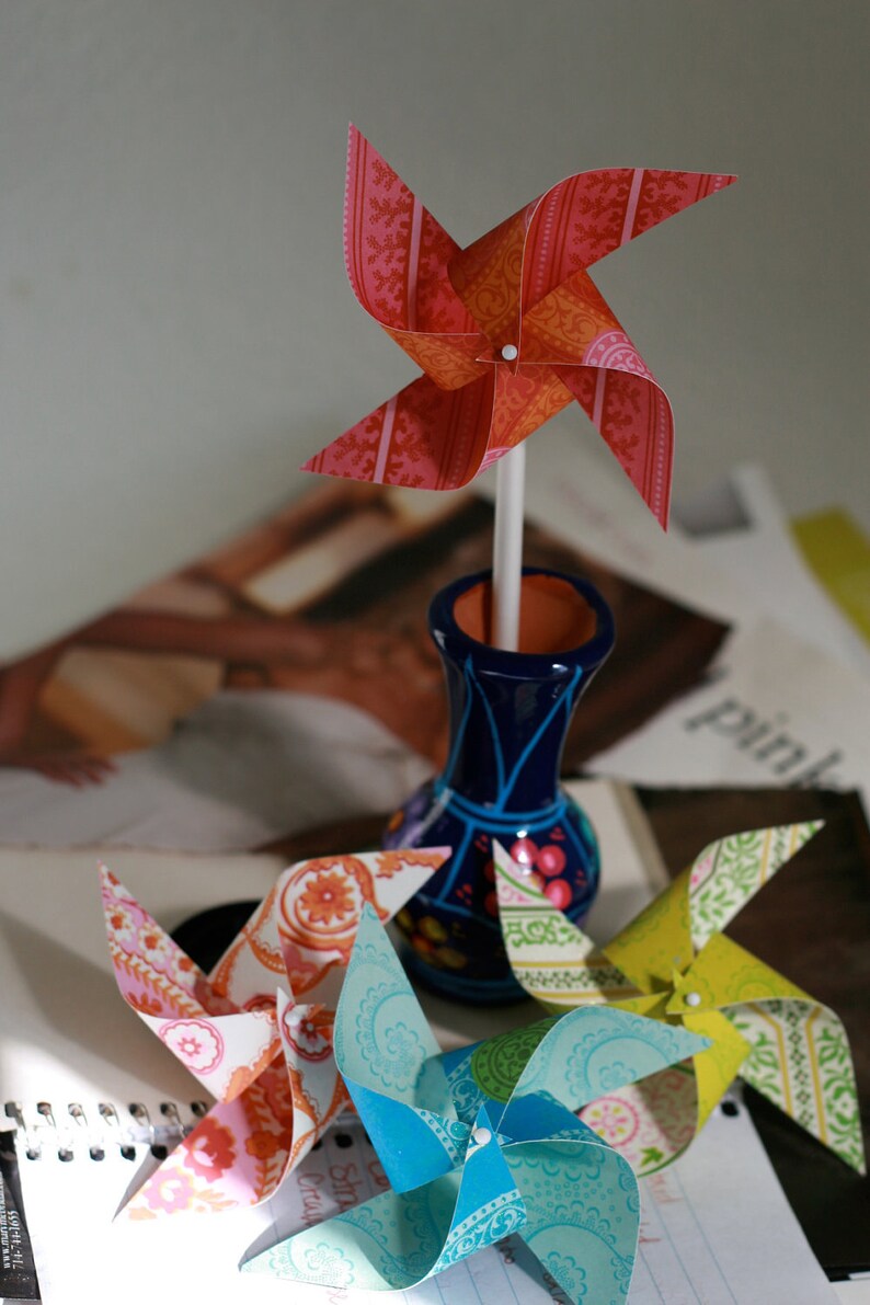 Paper Pinwheels 12 Mini Spinnable Pinwheels custom Orders - Etsy