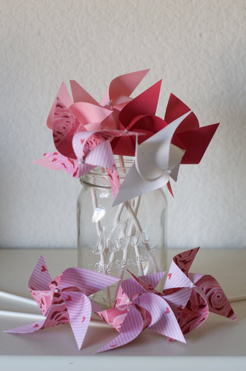 Valentine's Day Pinwheels Red and Pink Party Decorations - Etsy
