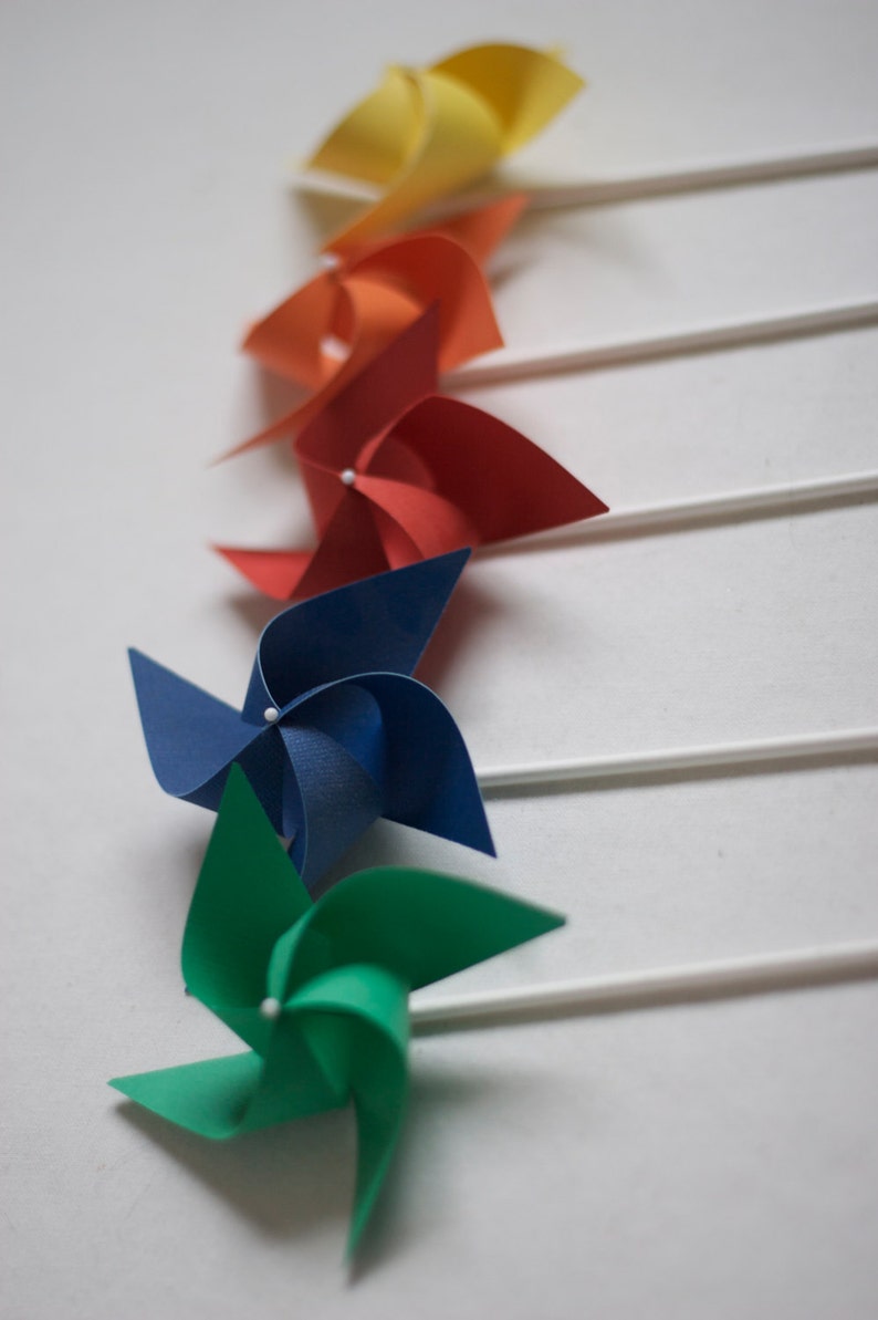 Rainbow Party Wedding Pinwheels 12 Mini Pinwheels Rainbow - Etsy