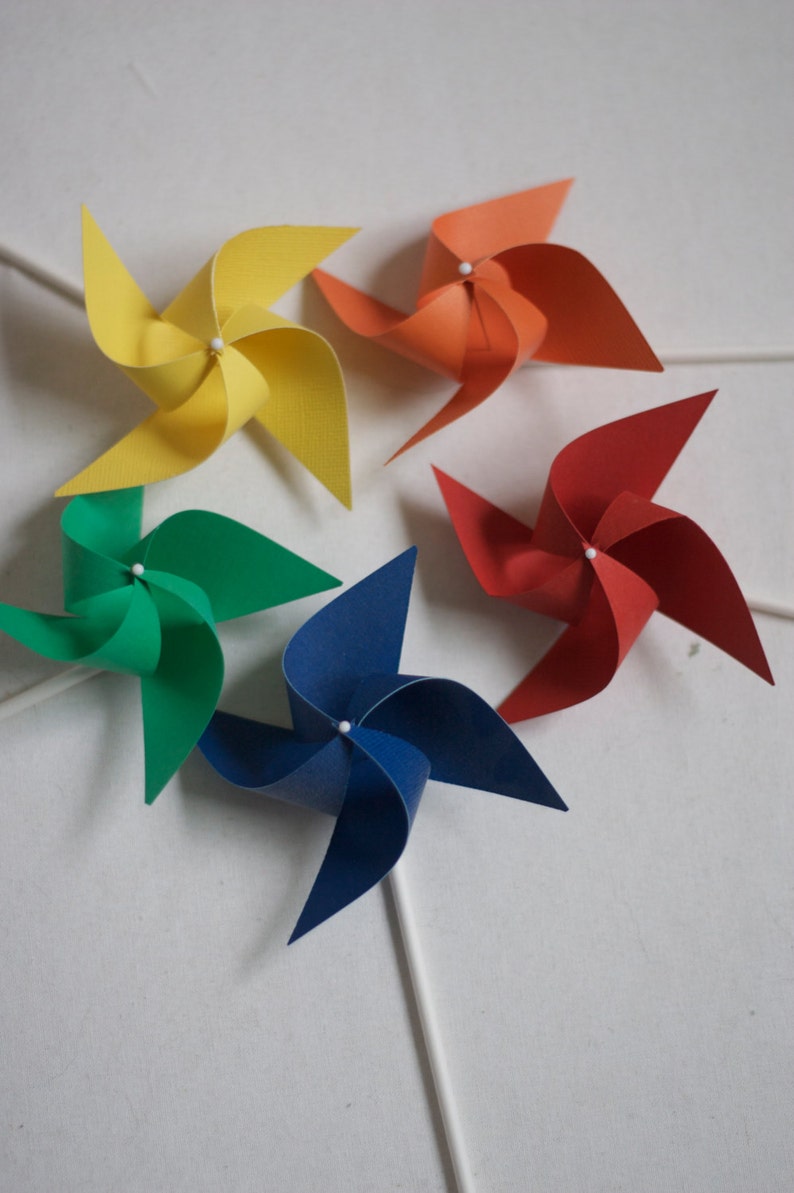 Rainbow Party Wedding Pinwheels 12 Mini Pinwheels Rainbow - Etsy