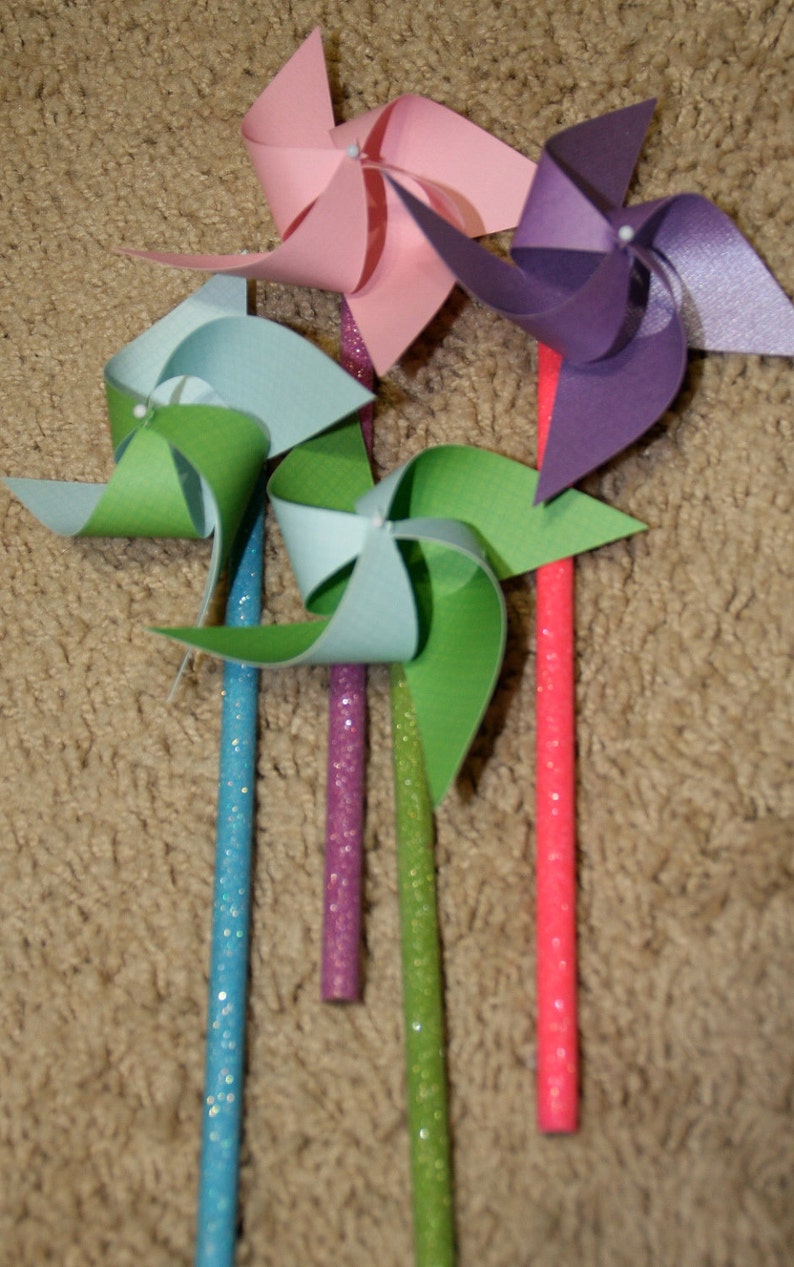Send a Gift Pastel Favor 6 Mini Pinwheel pencils Custom | Etsy
