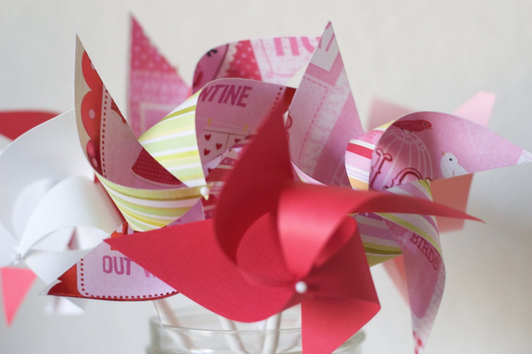 Palentines Day Gift Valentine's Day 12 Mini Pinwheels Red - Etsy
