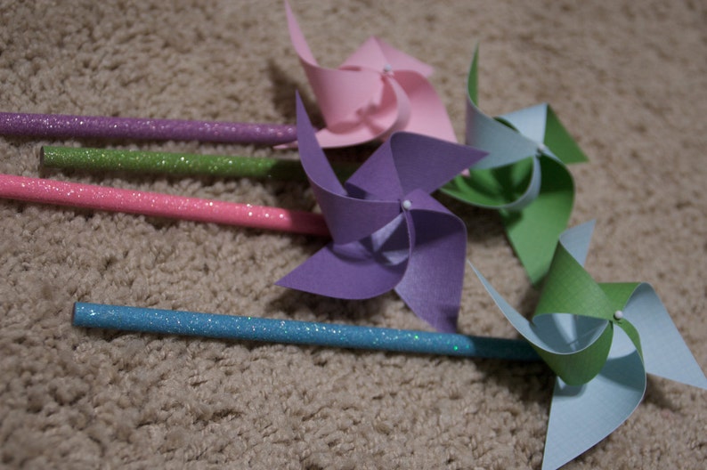 Send a Gift Pastel Favor 6 Mini Pinwheel pencils Custom | Etsy