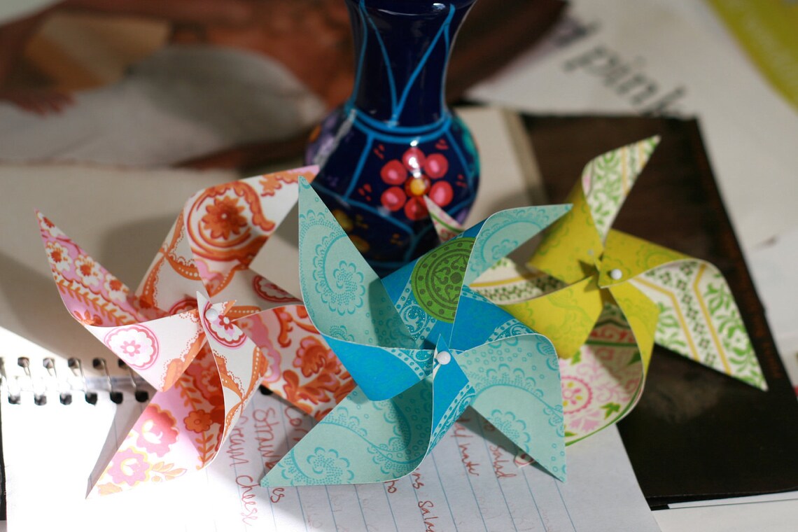 Paper Pinwheels 12 Mini Spinnable Pinwheels custom Orders - Etsy
