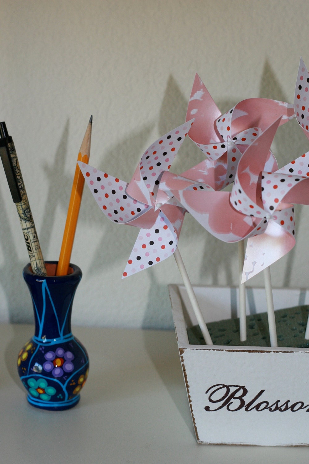 Wedding favor Pinwheels PInk Polka Dots 12 Mini Pinwheels | Etsy