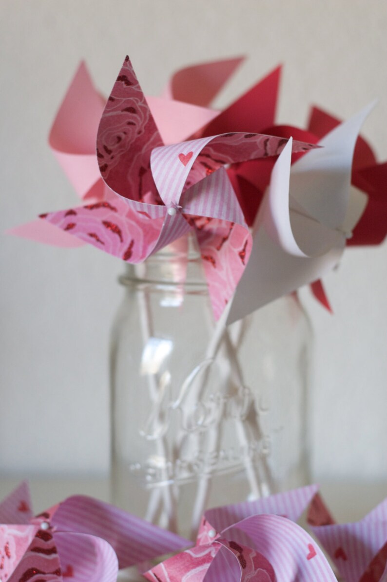 Valentine's Day Pinwheels Red and Pink Party Decorations - Etsy