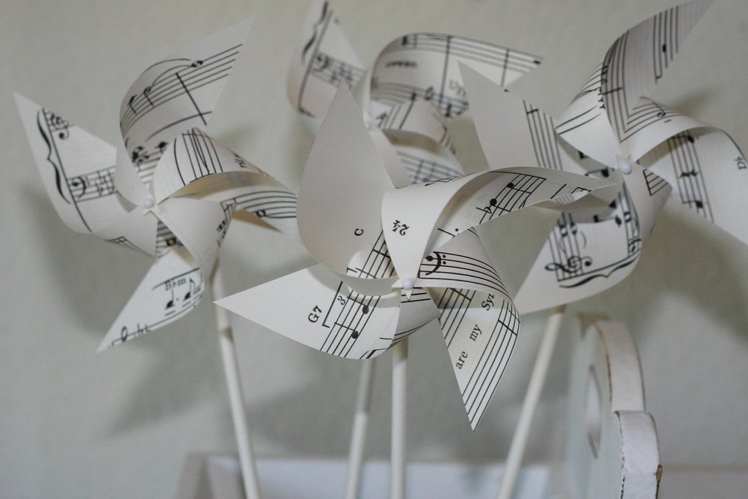 Music Theme Wedding Favor Pinwheels Music Notes -12 Mini Pinwheels ...