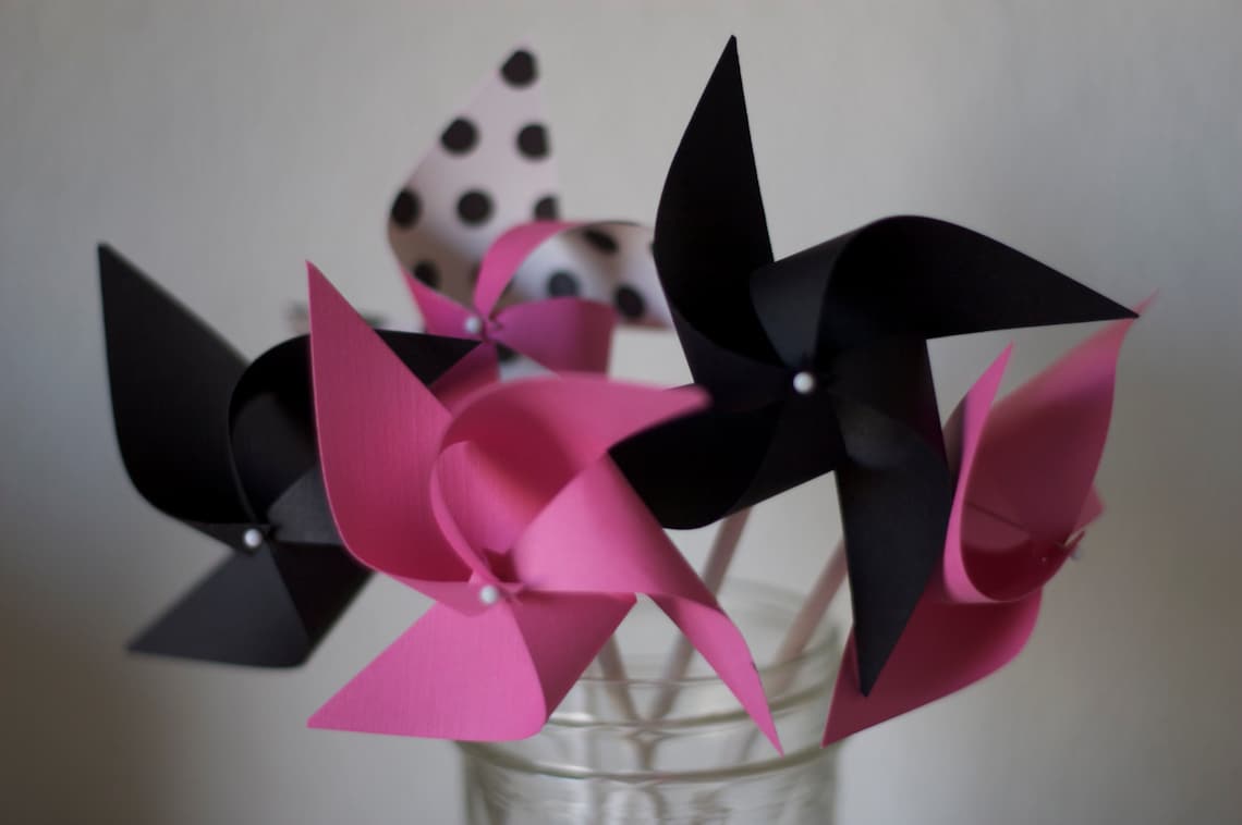 Minnie Mouse party decorations 12 mini pinwheels custom | Etsy