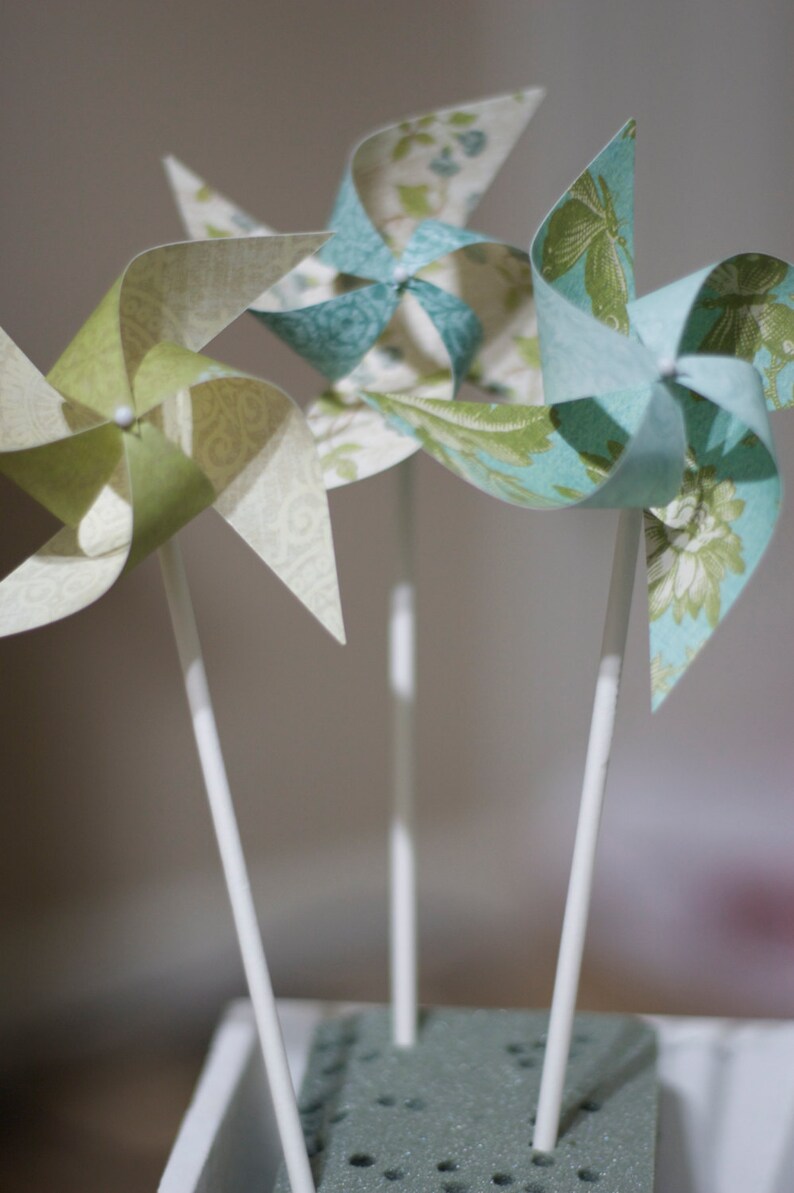 Shabby Chic Favor Pinwheels 12 Mini Spinnable Pinwheels - Etsy